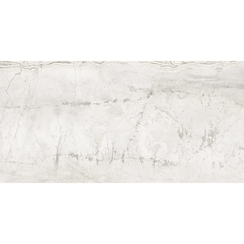 Romano White Polished Porcelain Tile | 24x48x3/8 | White Porcelain