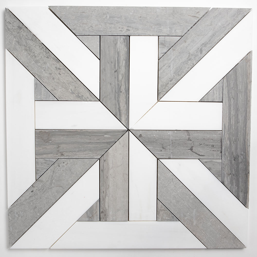 Atelier Gris Claro, Bianco Dolomiti Mosaico de Mármol Trapecio Cruzado ...