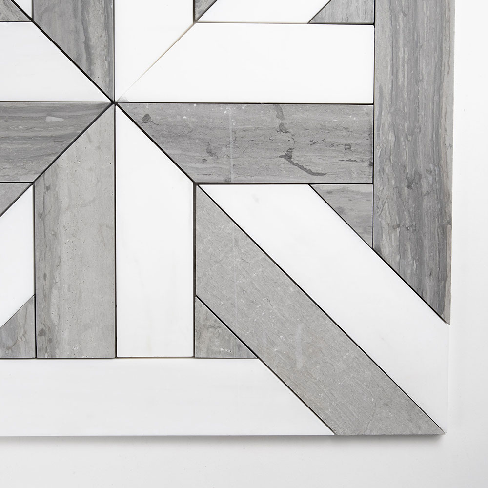 Atelier Gris Claro, Bianco Dolomiti Mosaico de Mármol Trapecio Cruzado ...
